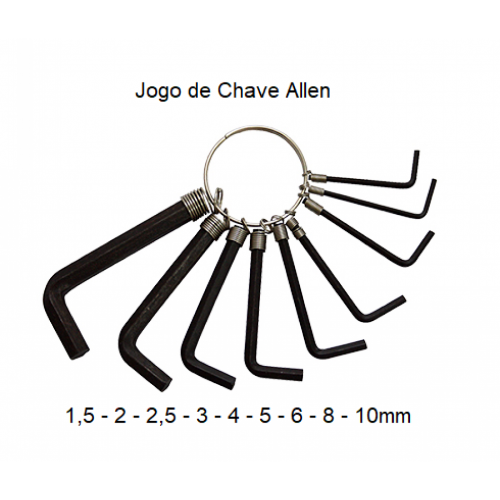 Jogo de Chave Allen 9 peças 1,5 a 10mm – INOX PUXADORES